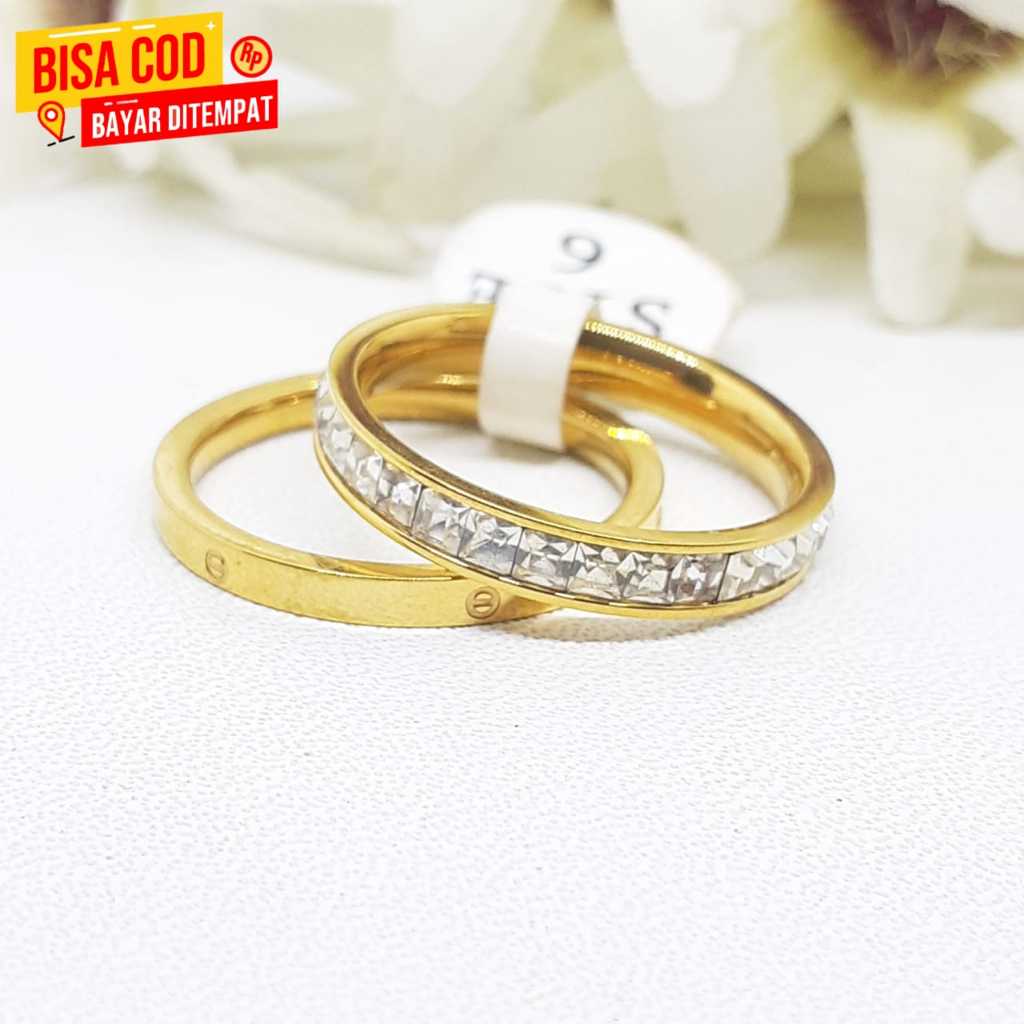 Jual mytitanium-cincin titanium lapis emas cantik wanita dewasa ...