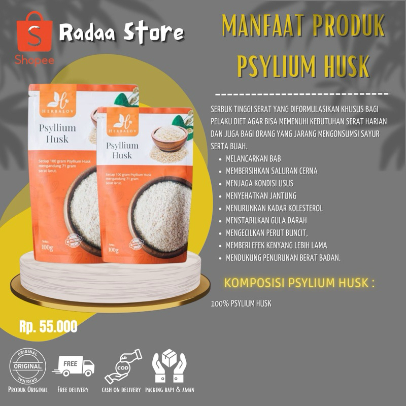 Jual HERBALOV HERBAMOUR - PSYLLIUM HUSK HERBALOV - SERBUK SERAT 100% ...