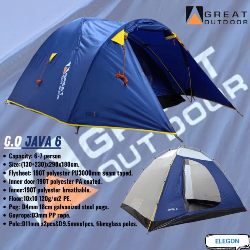 Jual Tenda Great Outdoor Java 6 Double Layer Tenda Camping 6-8 Orang Original | Shopee Indonesia