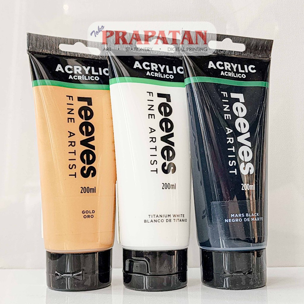 Jual Cat Akrilik Reeves Fine Artist 200ml Titanium White & Black ...