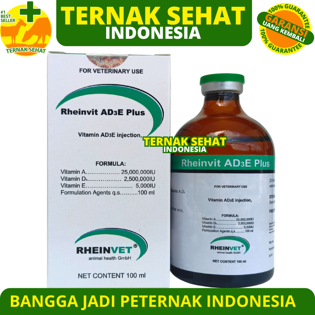 Jual RHEINVIT AD3E PLUS 100ML RHEINVET - Vitamin ADE Hewan untuk Produktivitas Sapi Kambing Babi ...