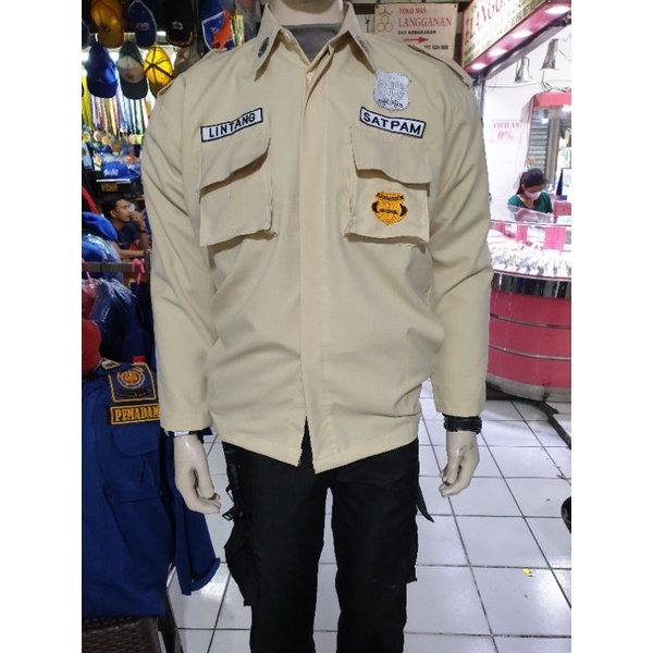Jual Stelan Seragam Security 1 stel Seragam satpam pdl pdh cream krem Seragam security pdl pdh ...