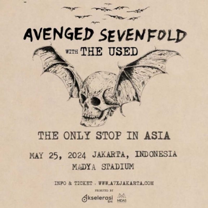 Jual JASTIP ALL KATEGORI A7X Avenged Sevenfold JKT 25 May 2024 | Shopee ...