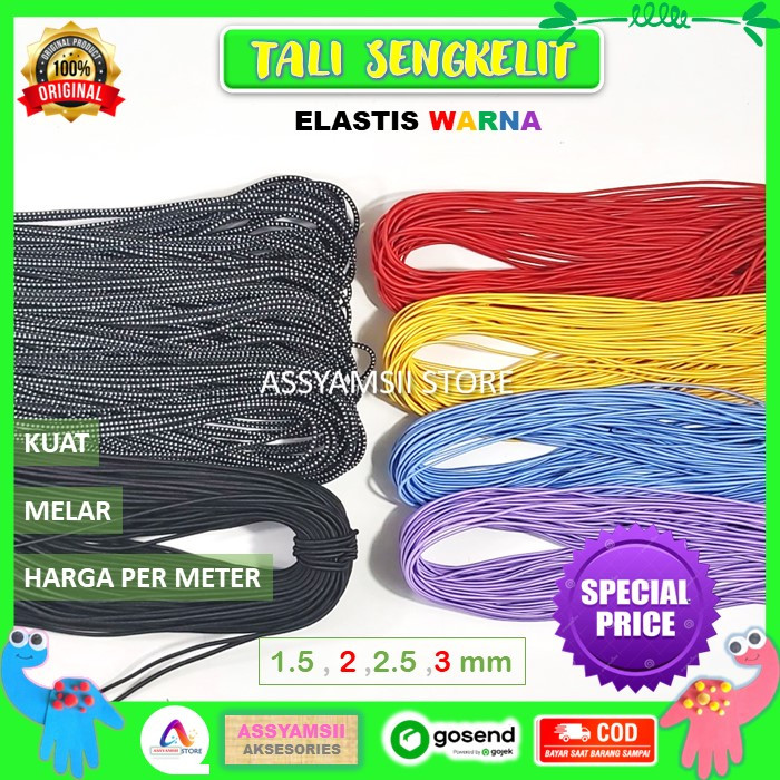 Jual Tali Karet Elastis String Warna Sengkelit Pengait Strap Masker ...
