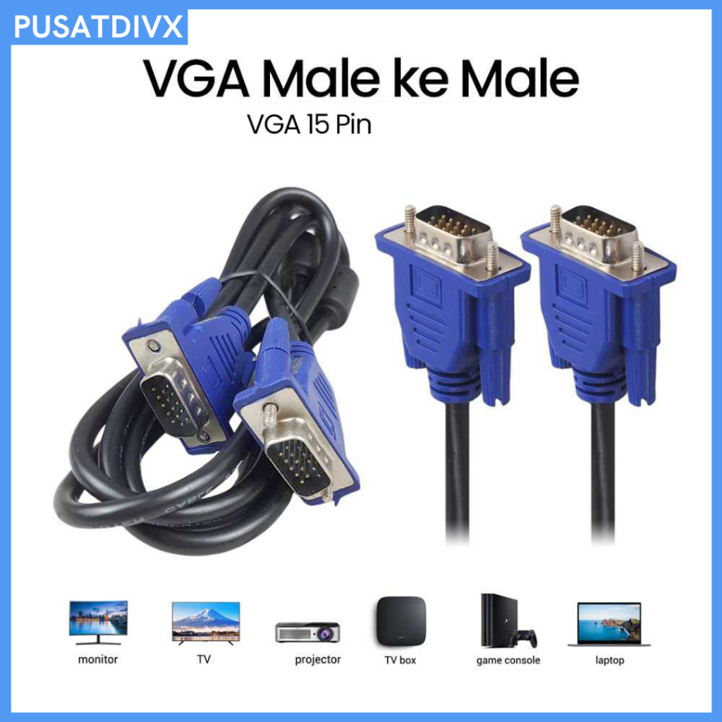 Jual SANJI KABEL VGA MALE TO VGA MALE 1.5M 150CM HIGH QUALITY MONITOR LAPTOP LCD | Shopee Indonesia