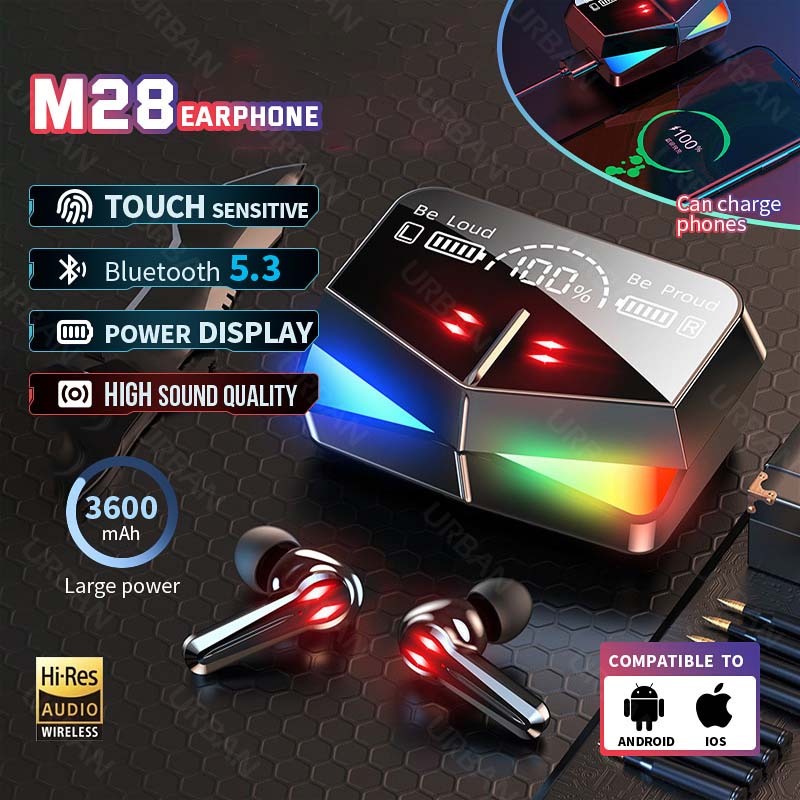 Jual M28 TWS 5.1 Bluetooth Earphone Gaming Latensi Rendah Headset ...