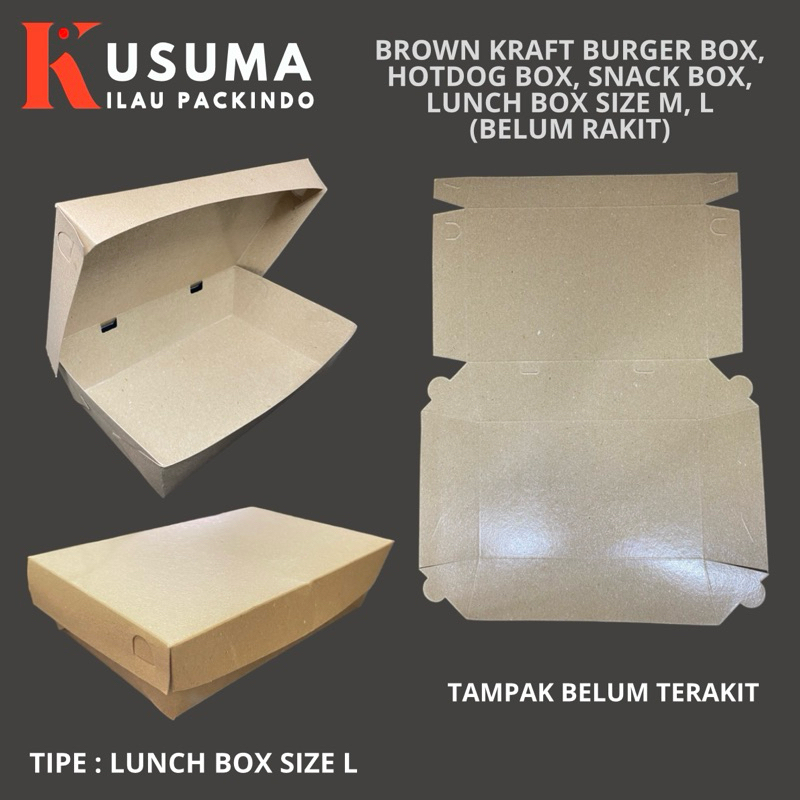 Jual (ECERAN) BROWN PAPER KRAFT BURGER, HOTDOG, SNACK, LUNCH BOX SIZE M ...