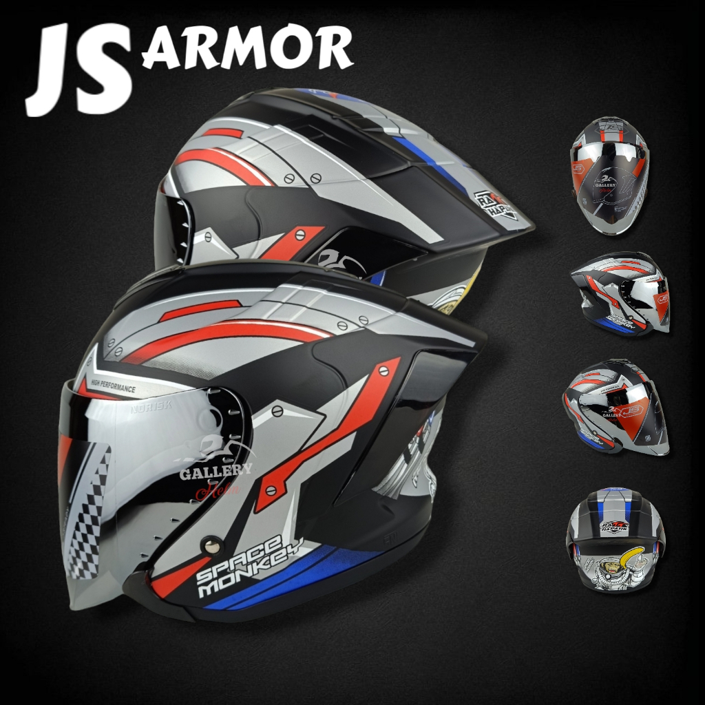 Jual JS ARMOR MOTIF / HELM HALF FACE SNI SINGLE VISOR | Shopee Indonesia
