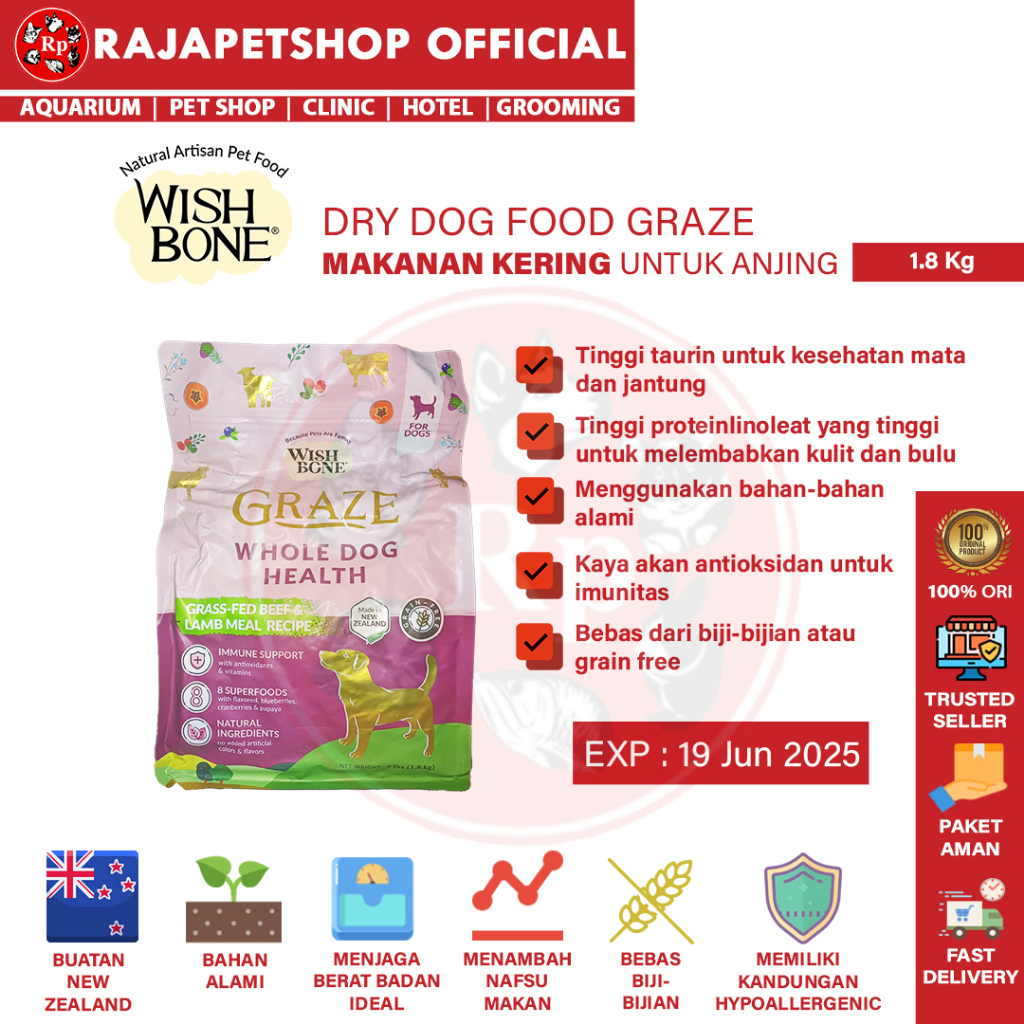 Jual ( PAKAN ) WISHBONE DRY DOG GRAZE 1,8KG MAKANAN KERING ANJING RASA ...