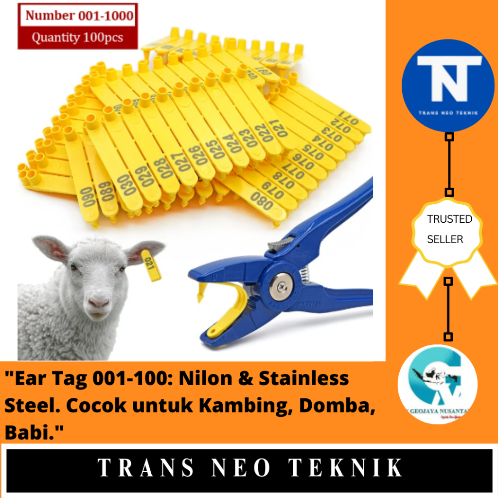 Jual Ear Tag 001-100: Nilon & Stainless Steel. Cocok untuk Kambing ...
