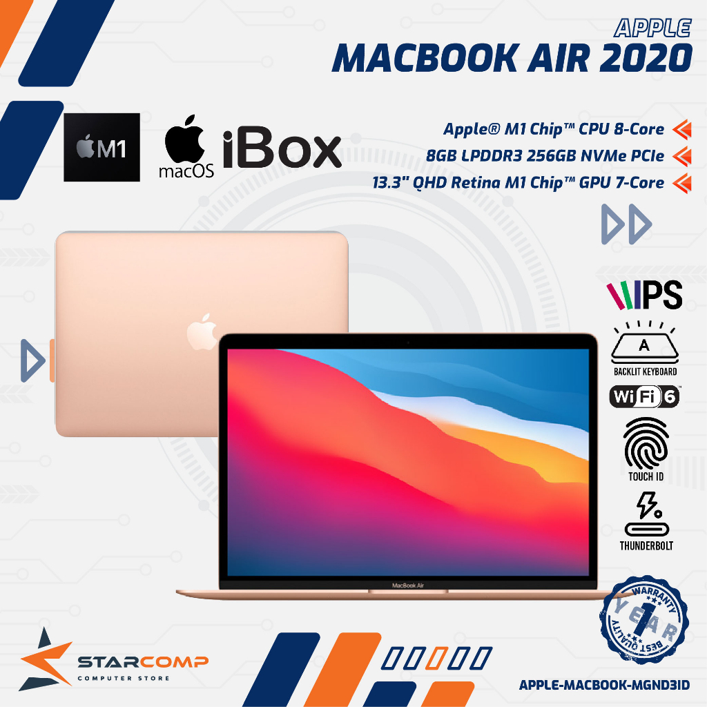 Jual Apple Macbook Air 2020 13 M1 8C CPU 8GB 256GB SSD 7C GPU MacOS ...
