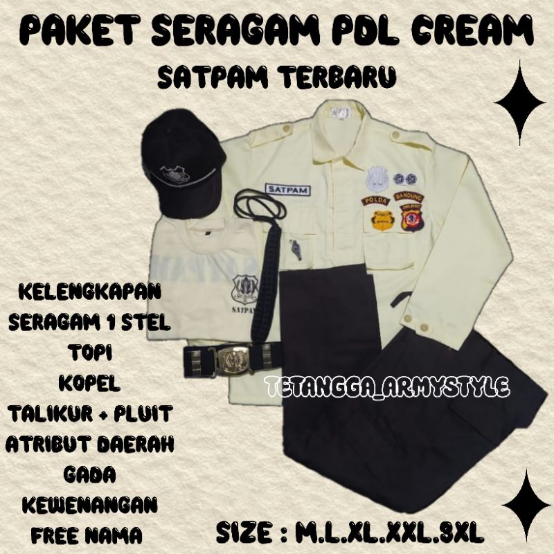 Jual PAKET SERAGAM PDL CREAM LENGKAP/baju seragam,/baju satpam | Shopee ...