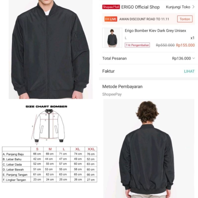 Jual Jaket Erigo Bomber Unisex | Shopee Indonesia