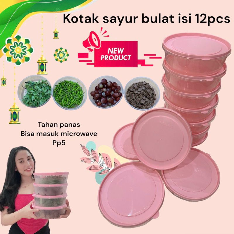 Jual kotak sayur bulat trasfaran isi 12pcs plastik tebal ukuran 2liter ...