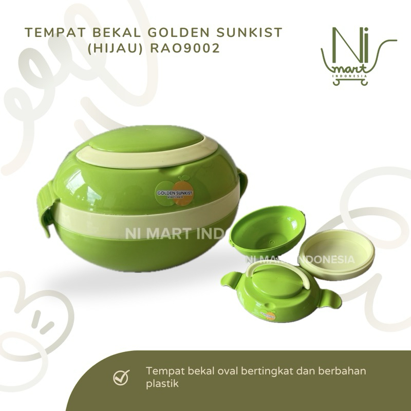Jual Rantang Oval RAO 9002 Golden Sunkist Hijau Unik Plastik Cantik ...