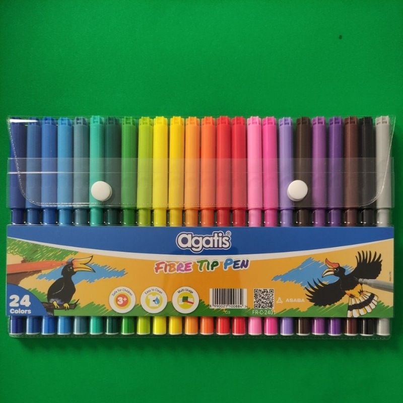 Jual Spidol Agatis Fibre Tip Pen 24 Warna | Shopee Indonesia