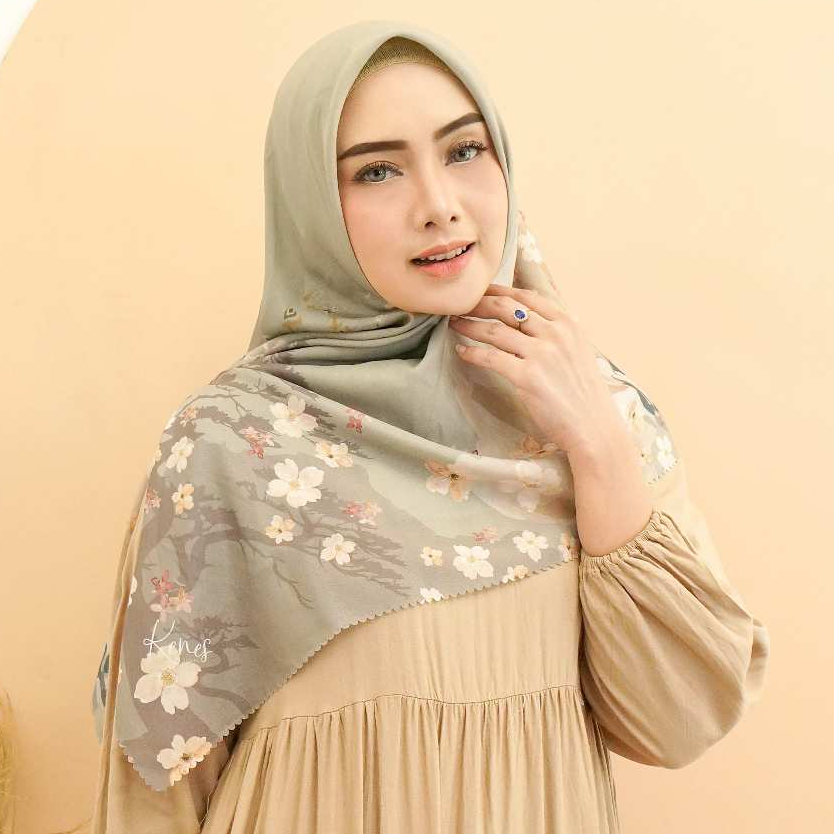 Jual KENES SCARF - [KV10 Hijau Sage] Hijab Kerudung Segiempat Voal Spesial Premium Motif ...