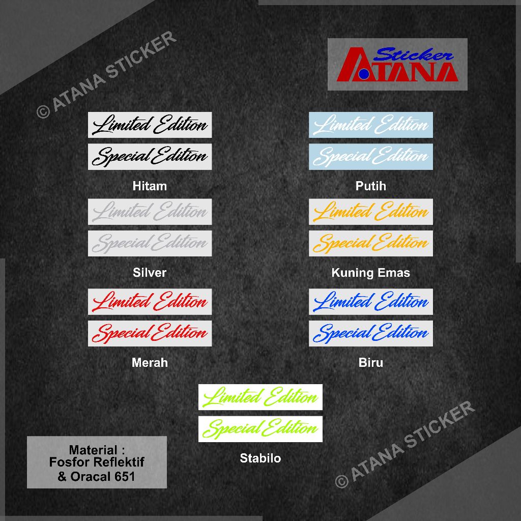 Jual Stiker Cutting Limited Edition Sticker Special Edition Performance ...