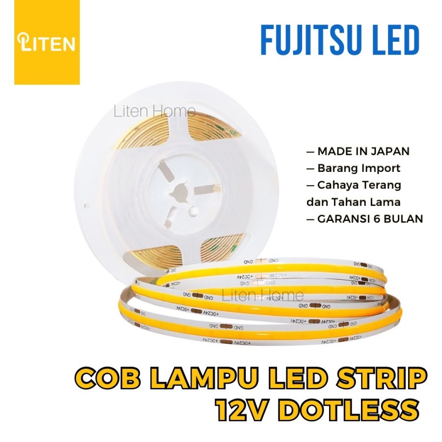 Jual LED Strip COB Dotless 12V 5 Meter 5m 480 Led IP33 Indoor Japan ...