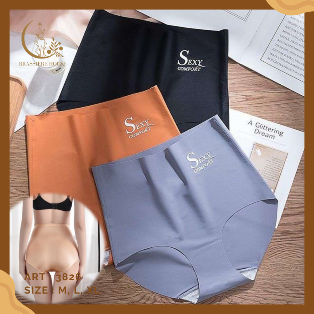 Jual Celana Dalam Wanita Sexy Comfort Seamless 3826 Elastis Motif Garis Bahan Katun Premium ...