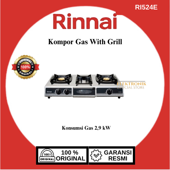 Jual Rinnai Kompor 2 Tungku With Grill RI524E/RI-524E/RI 524E/Kompor ...