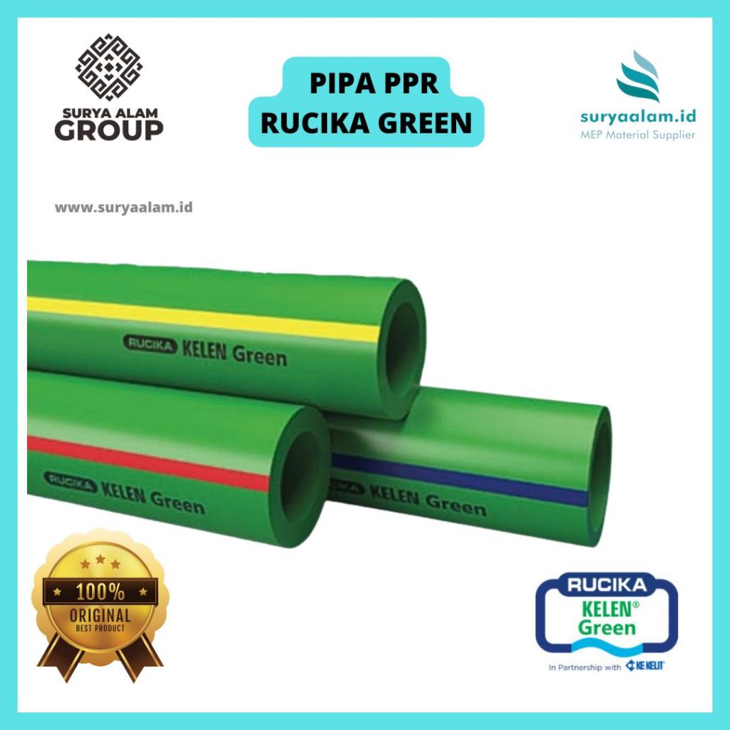 Jual PIPA PPR PN10 3/4" RUCIKA GREEN | 25MM | 4 METER | PIPA AIR PANAS ...