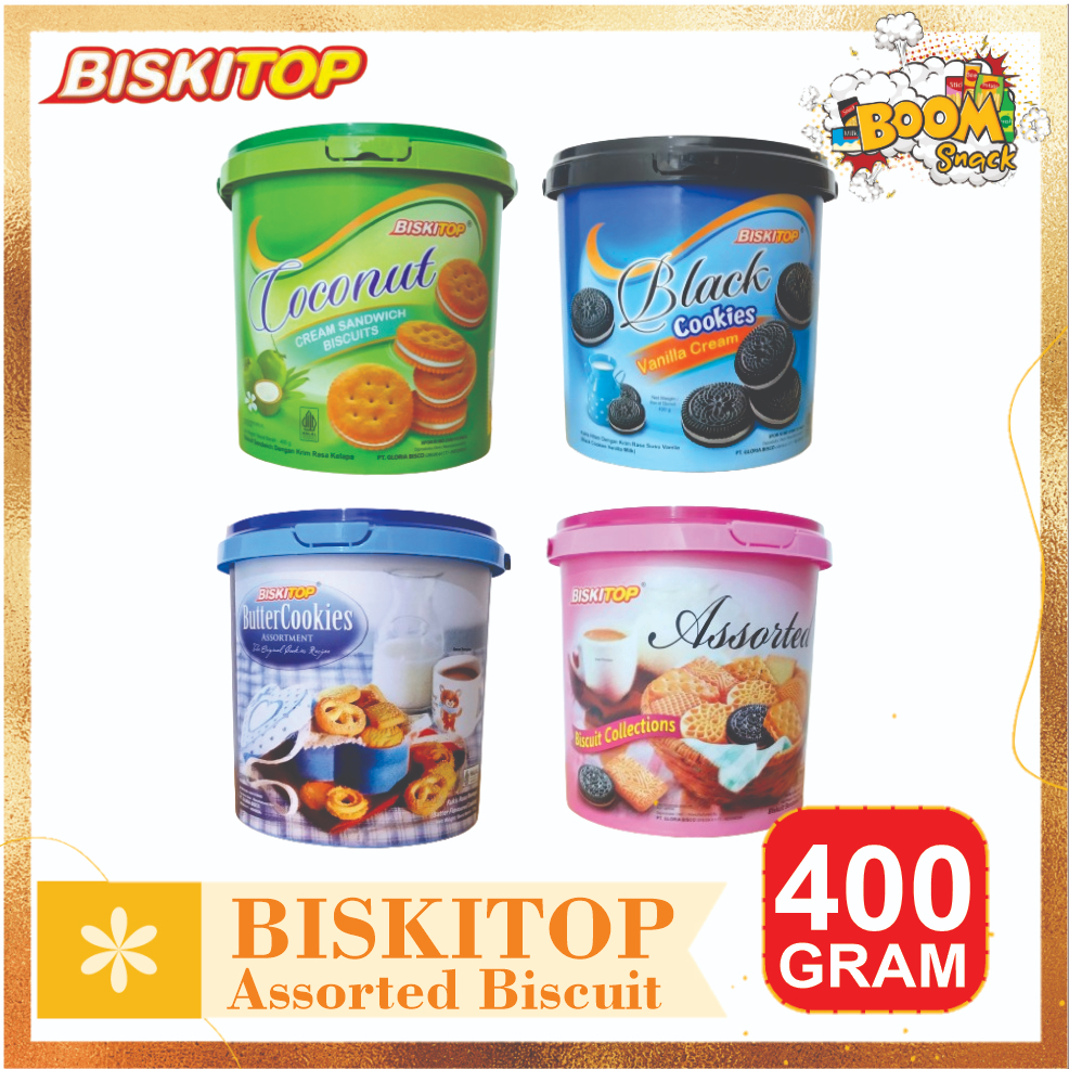 Jual Biskitop Assorted Biskuit Snack Lebaran Toples Bulat 400 gram ...