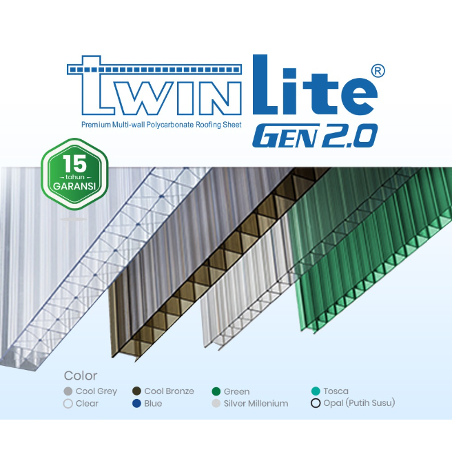 Jual Atap polycarbonate Twinlite/ kanopi polikarbonat twinlite 2.1x1/2 ...