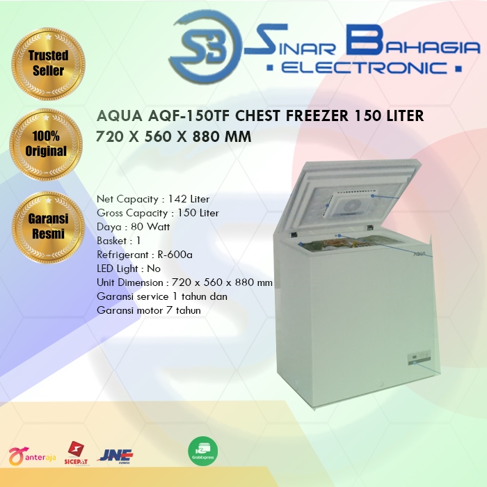 Jual AQUA AQF-150TF CHEST FREEZER 150 LITER 720 X 560 X 880 MM (NEW ...
