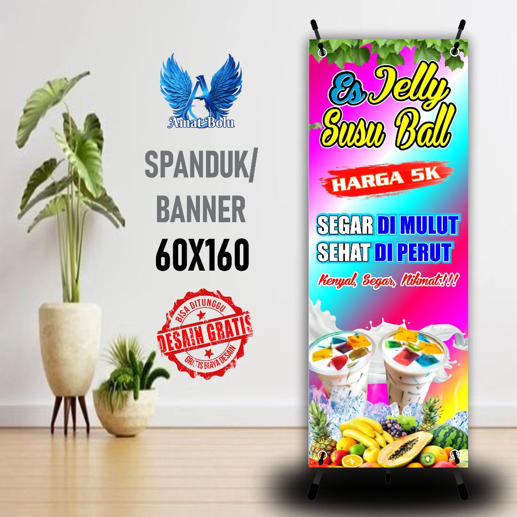 Jual Cetak Banner Cetak Spanduk Es Jelly Susu Ball Ukuran 60X160 CM ...