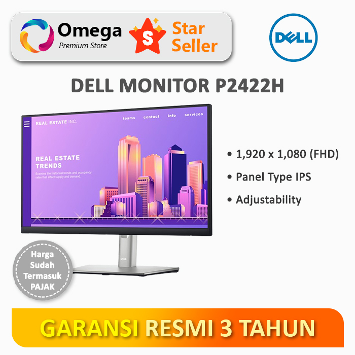 Jual Monitor Dell P2422H 24" IPS 1080p VGA HDMI DP USB Ergo Stand ...