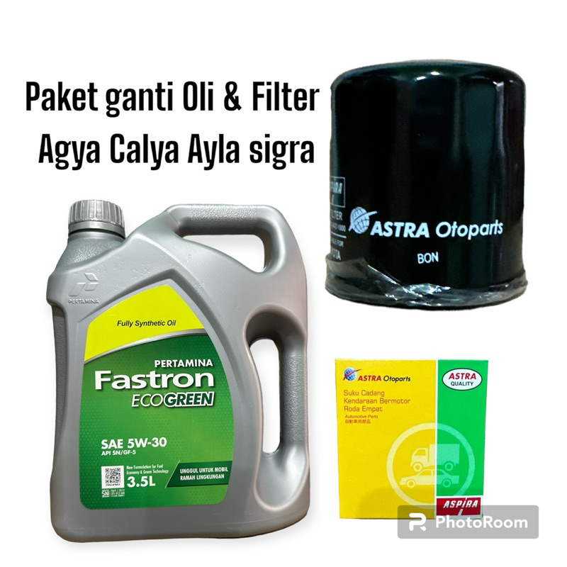 Jual Paket Ganti Oli Fastron Eco Green 5w-30 3.5 liter API SN | Shopee ...