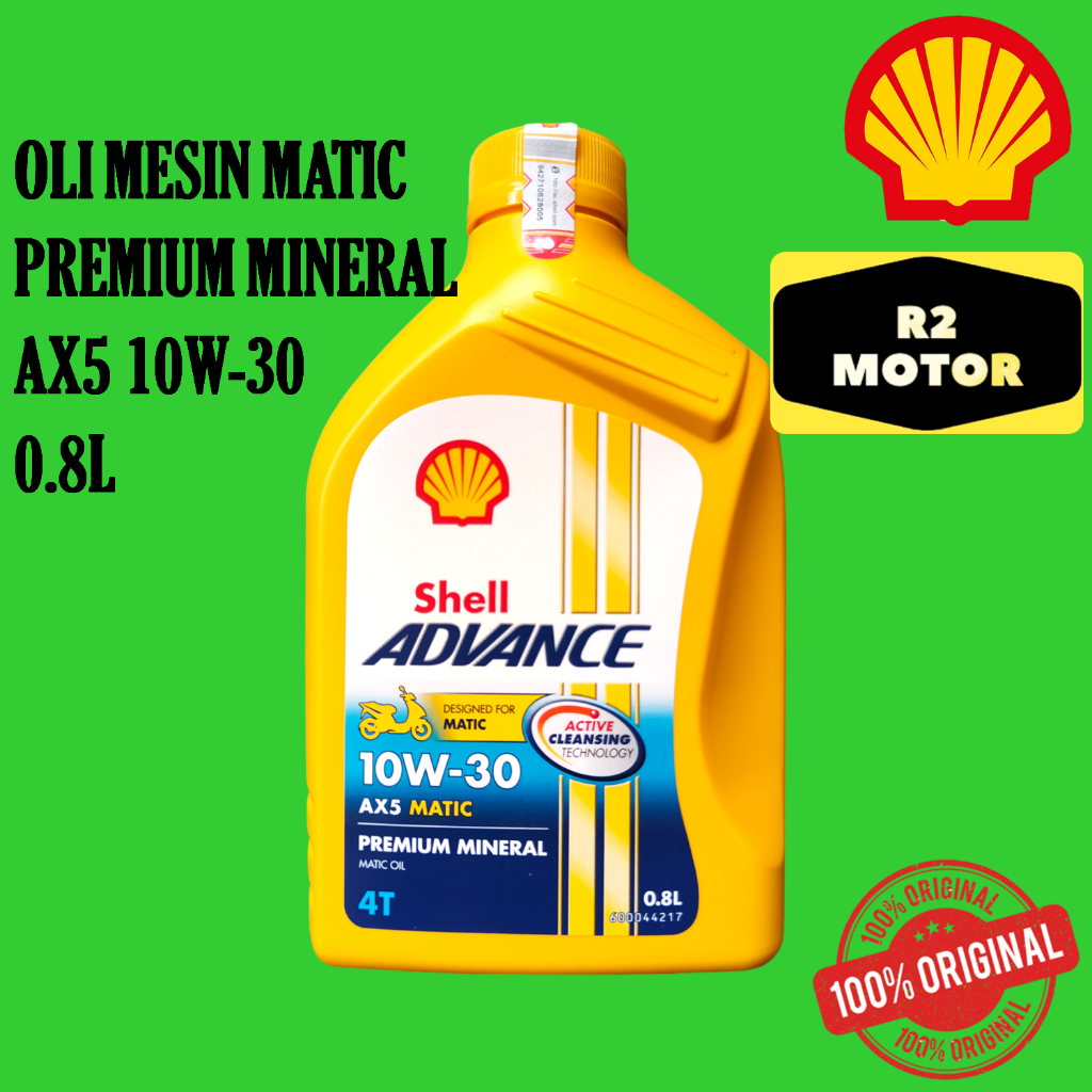 Jual OLI MESIN MOTOR MATIC SHELL ADVANCE AX5 10W-30 (0.8L) BEAT VARIO SCOOPY ORIGINAL | Shopee ...