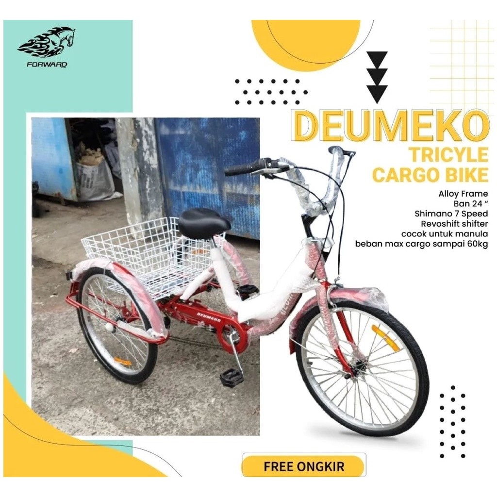 Jual Sepeda Roda Tiga Dewasa 24" Forward CARGO bisa untuk membawa ...