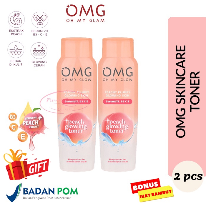 Jual OMG Oh My Glow Peach Glowing Toner Untuk Semua Jenis Kulit 100 ml ...