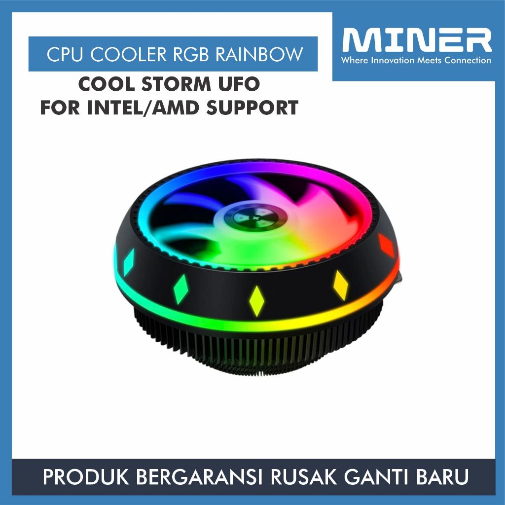 Jual MINER Fan CPU Cooler RGB Rainbow Lightning Cool Storm UFO Support ...