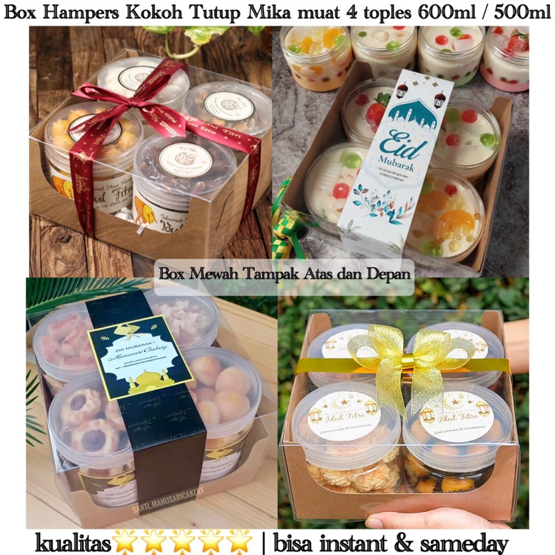 Jual Kotak Hampers Tutup Mika muat 4 toples tabung 500ml / 600ml Kotak ...