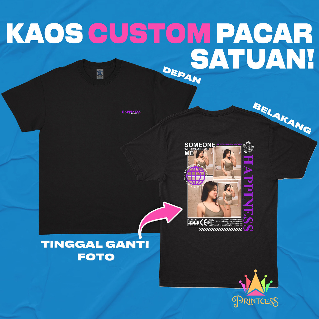 Jual Kaos Custom Satuan Pacar Couple Satuan Template I Cotton 24s Combed 100% Sablon DTF Instant ...