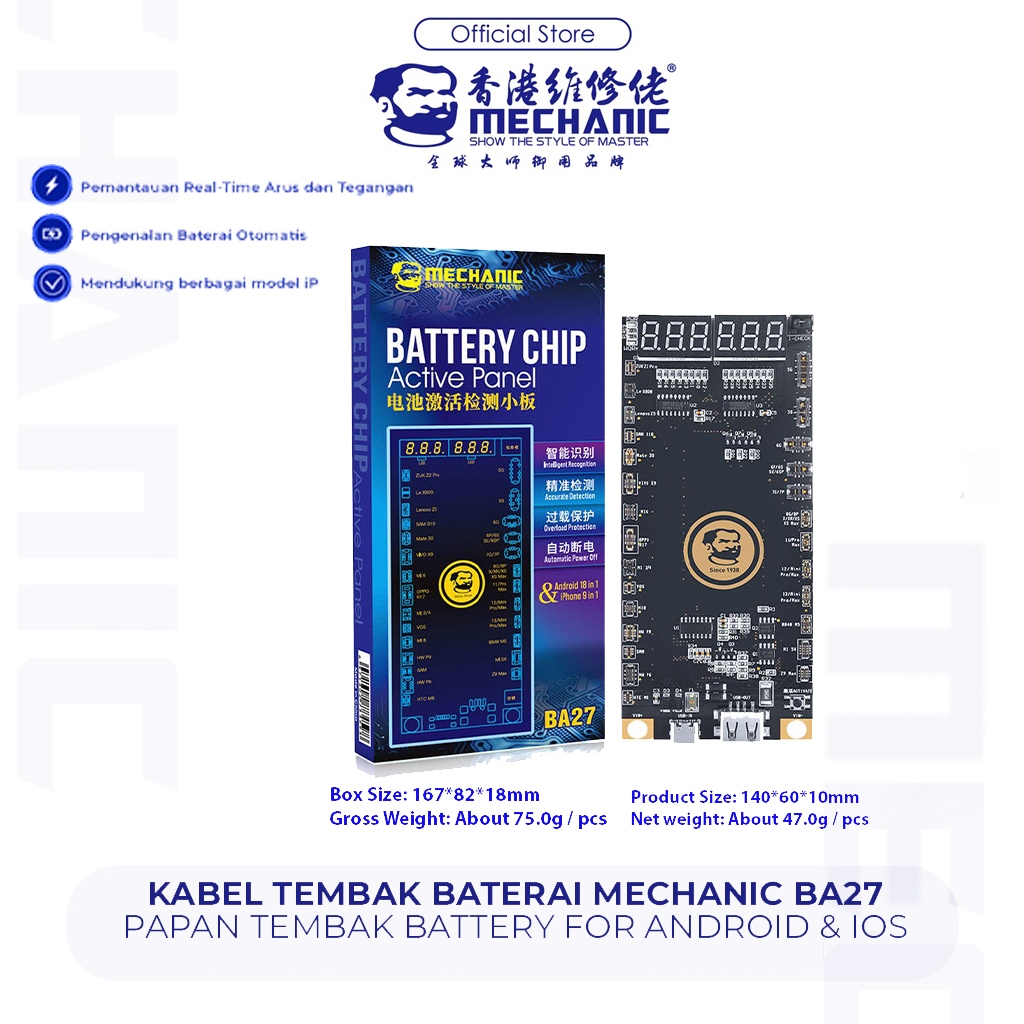 Jual Mechanic Kabel Tembak Battery BA27 For Android Dan IP Orginal ...