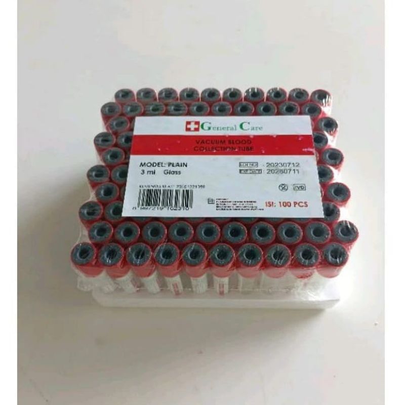 Jual Tabung Darah General Care plain 3ml isi 100pcs (Glass)/Vacuum ...