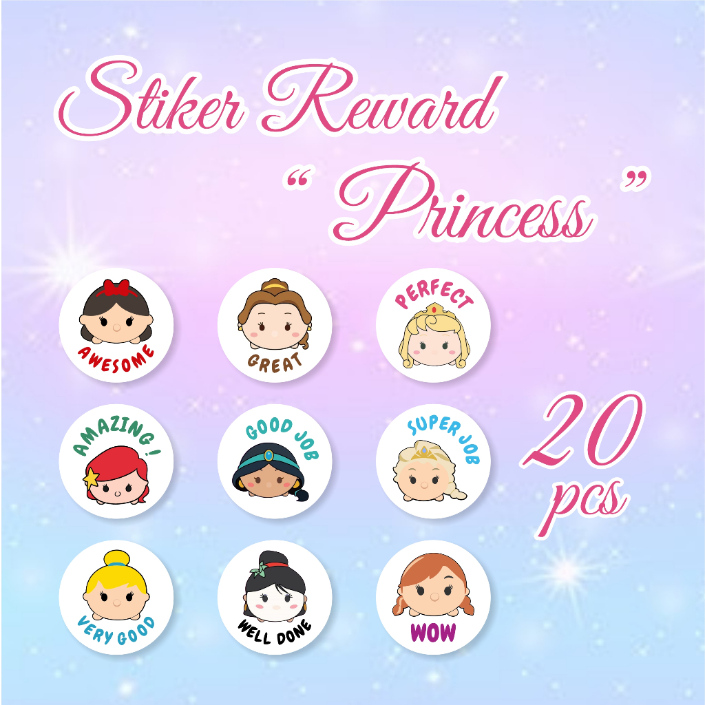 Jual 20 Pcs Princess Reward Sticker Anak / Stiker Hadiah Penghargaan ...