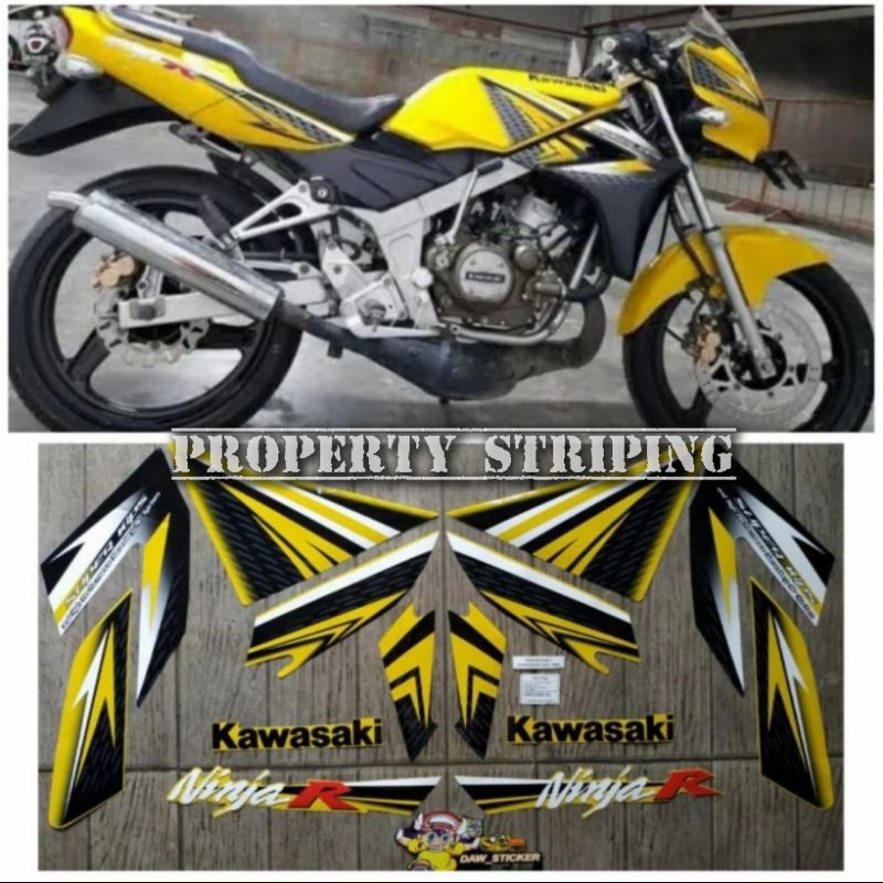 Jual lis stiker striping montor NINJA R 2013 WARNA KUNING(metalik ...