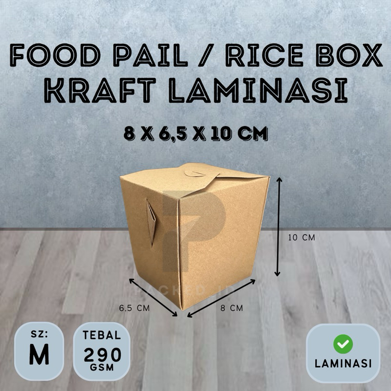 Jual Paper Food Pail / Rice Box Kraft Cokelat Polos Full Laminasi ...