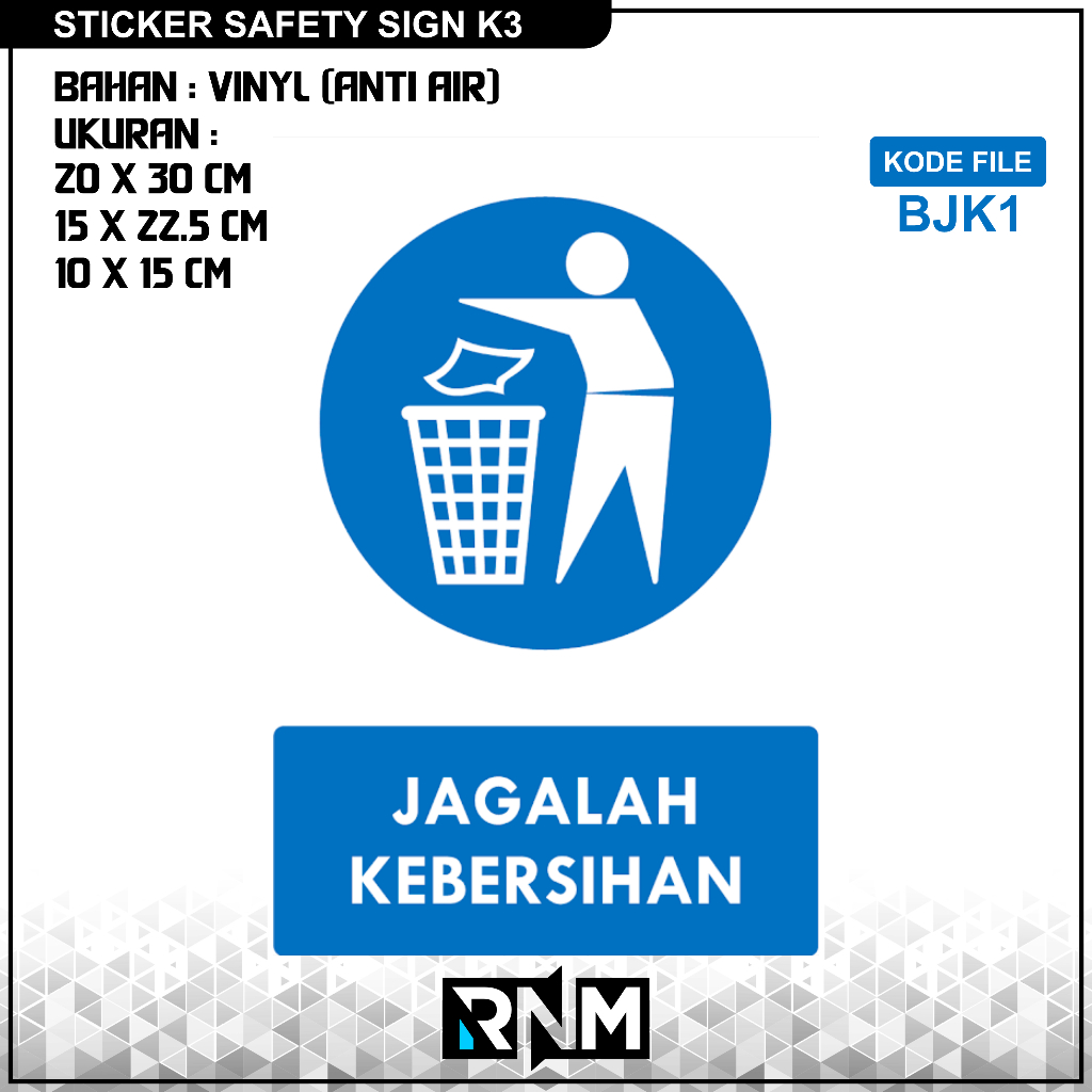 Jual STICKER SAFETY SIGN RAMBU K3 JAGALAH KEBERSIHAN | Shopee Indonesia