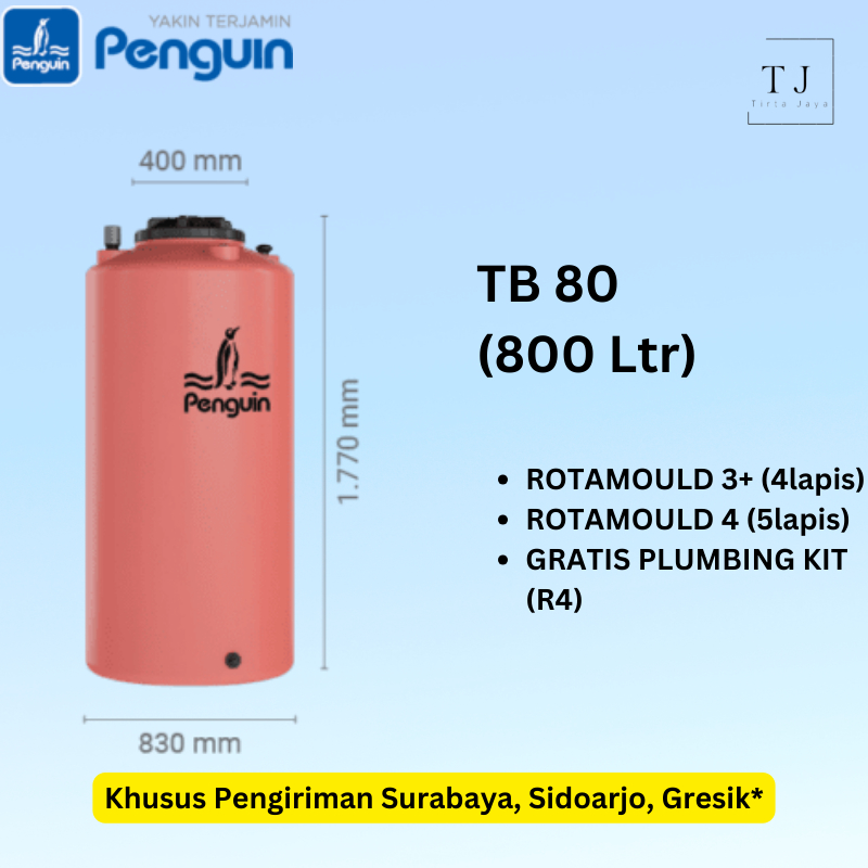 Jual TANDON AIR PENGUIN TB 80 800 Liter Toren Air Tangki Air Water Tank | Shopee Indonesia