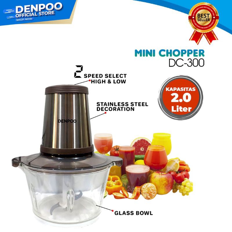 Jual MINI CHOPPER LISTRIK DENPOO - DC 300 2 LITER | Shopee Indonesia