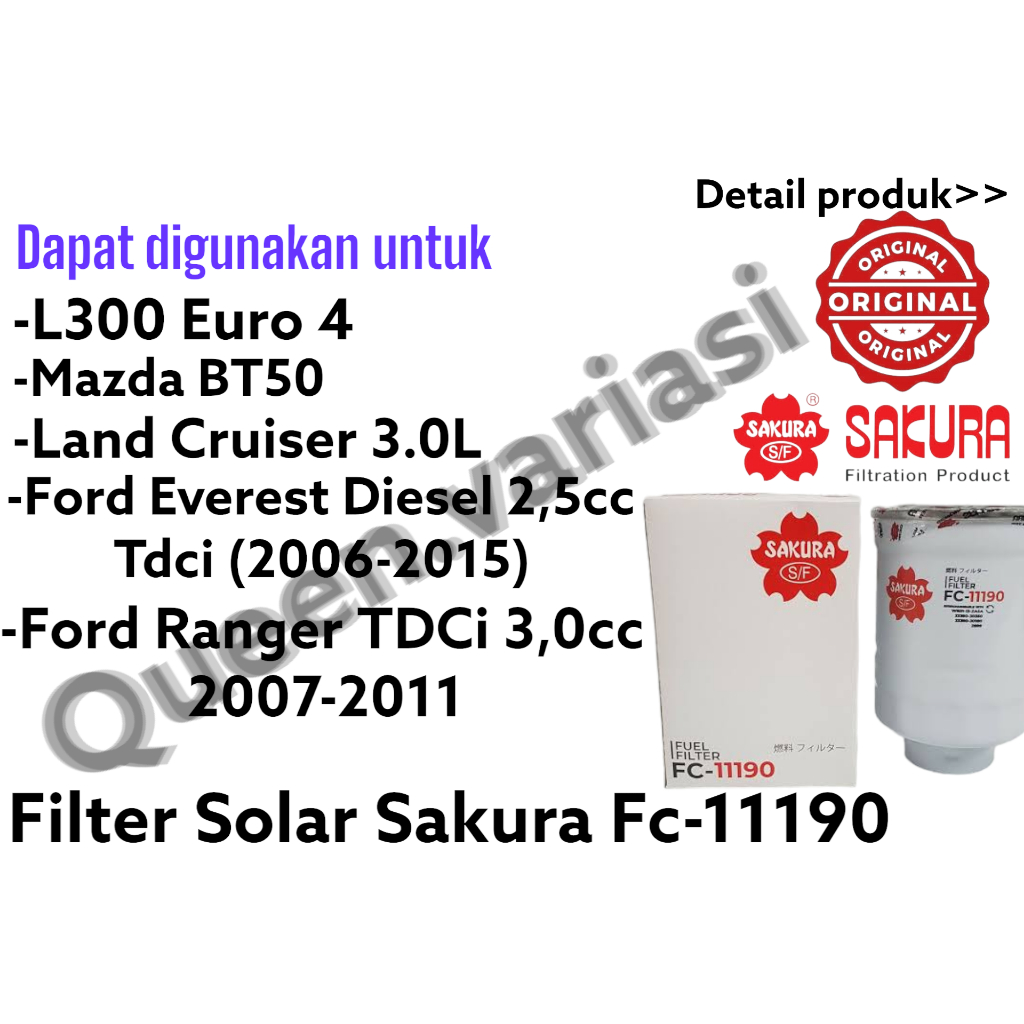Jual FILTER SOLAR FORD EVEREST DIESEL 2006-2015 / FORD RANGER 2007-2011 ...