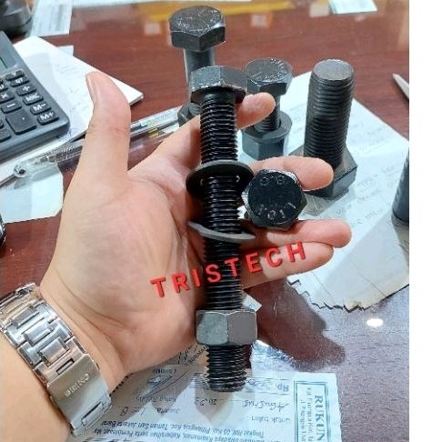Jual baut mur baja 8.8 m20x150 kunci 30 baut 20 baut 30 baud hex bolt nut m20 x 150 baut ...