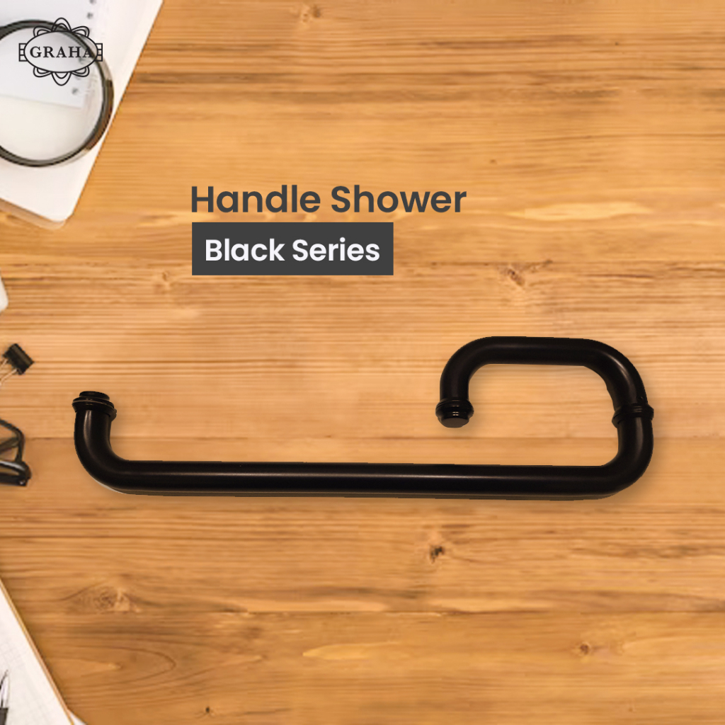 Jual Handle Pintu Kaca Shower 15cm x 45cm dan 20cm x 50cm Black Doff ...