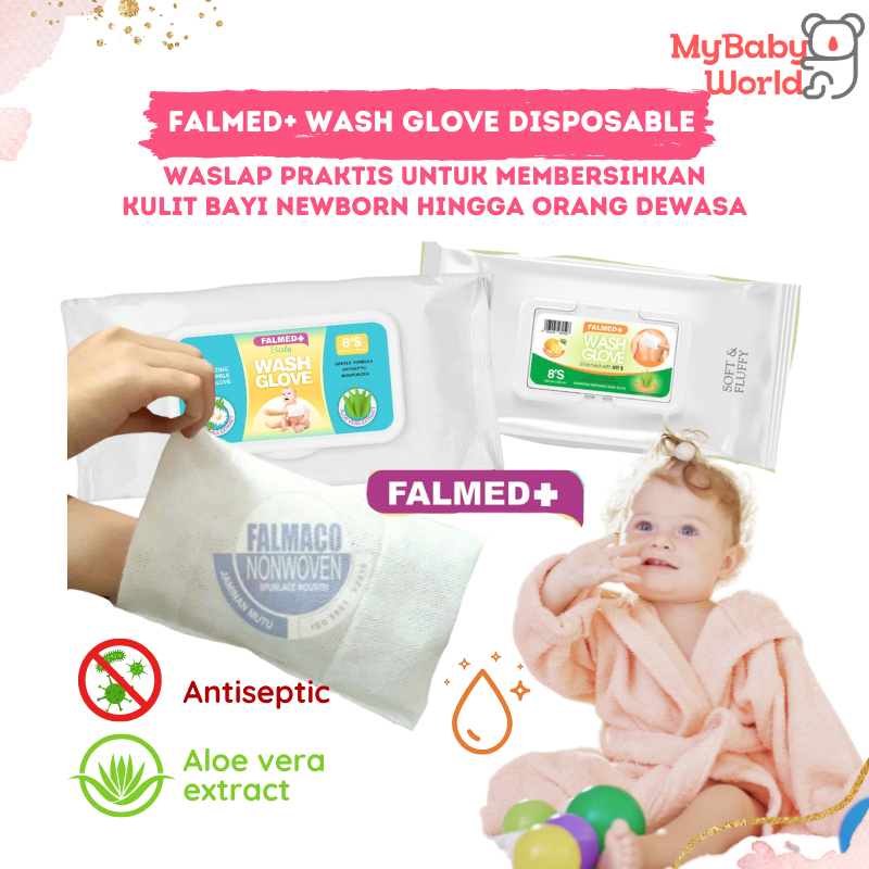 Jual MBW - Falmed Baby Wash Glove Waslap Sekali Pakai isi 8 lembar ...